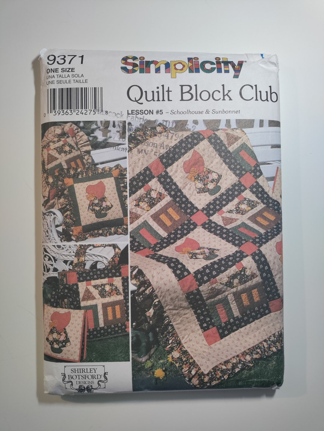 Simplicity 9371 Quilt Block Club, Lesson 5 Schoolhouse and Sunbonnet ...