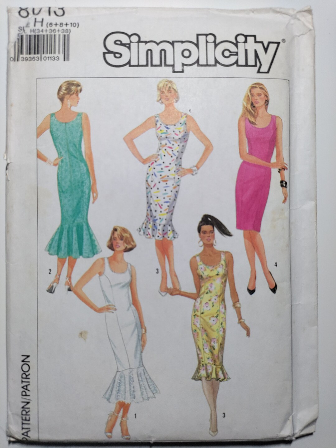 Simplicity 8013 Fitted Dress in 3 Lengths, Sizes 6,8,10, Uncut and ...