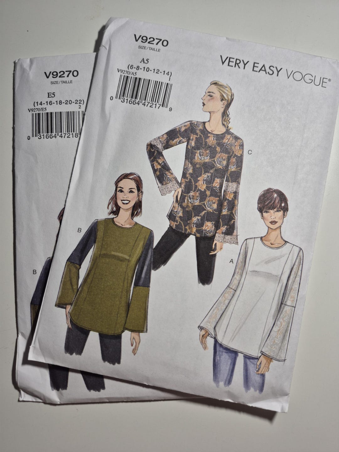 Vogue 9270 Very Easy Loose Fitting Tunic Has Front and Back Princess ...