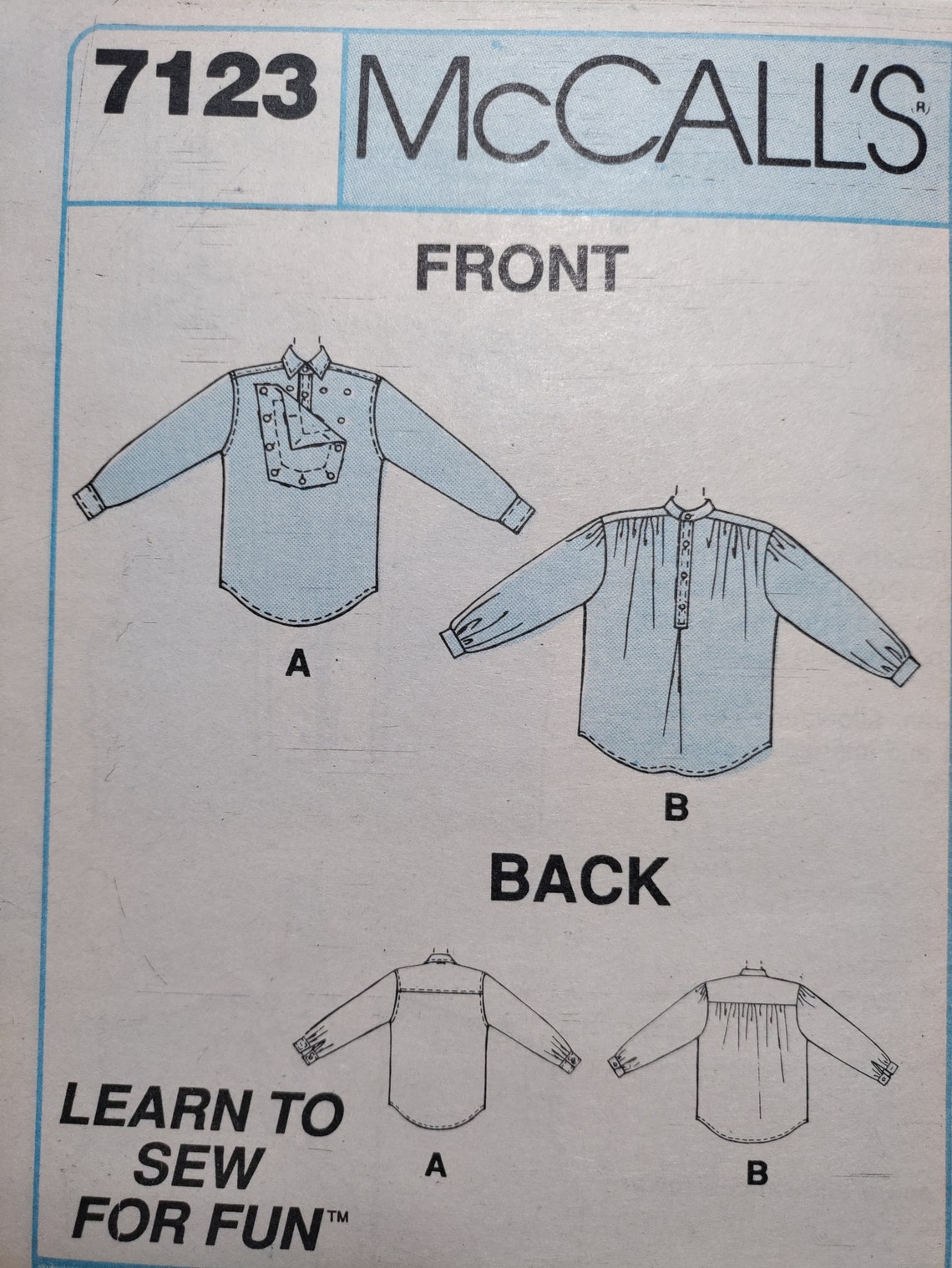 Mccall's 7123 Mcc Old West Brand Men's and Women's Shirt Variations ...
