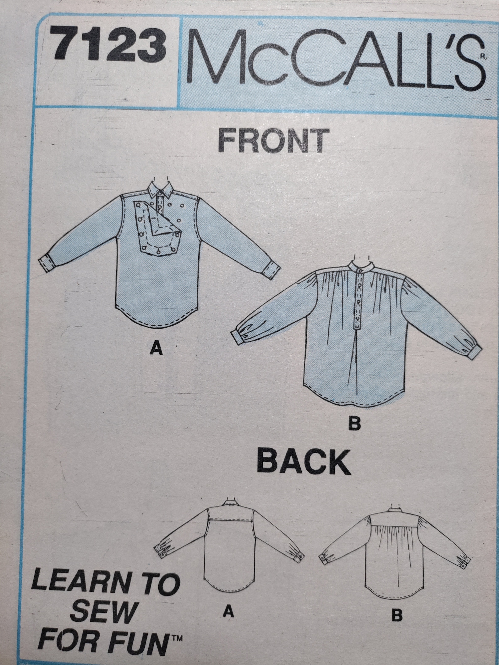 Mccall's 7123 Mcc Old West Brand Men's and Women's Shirt Variations ...