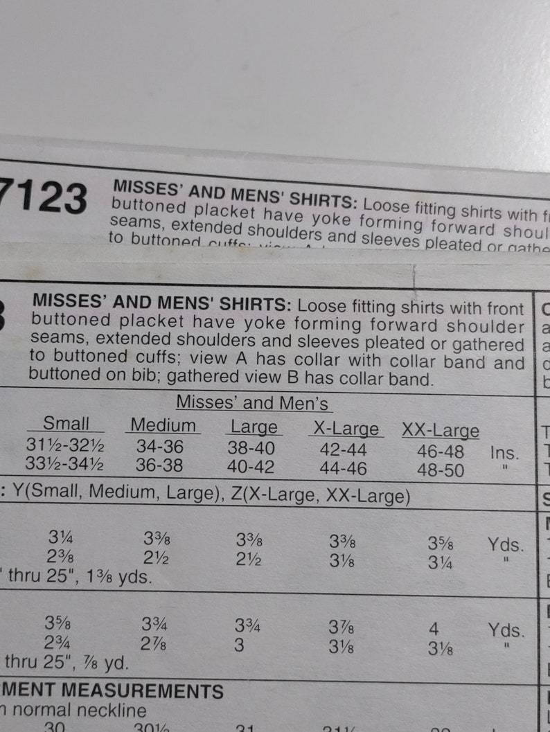 Mccall's 7123 Mcc Old West Brand Men's and Women's Shirt Variations ...