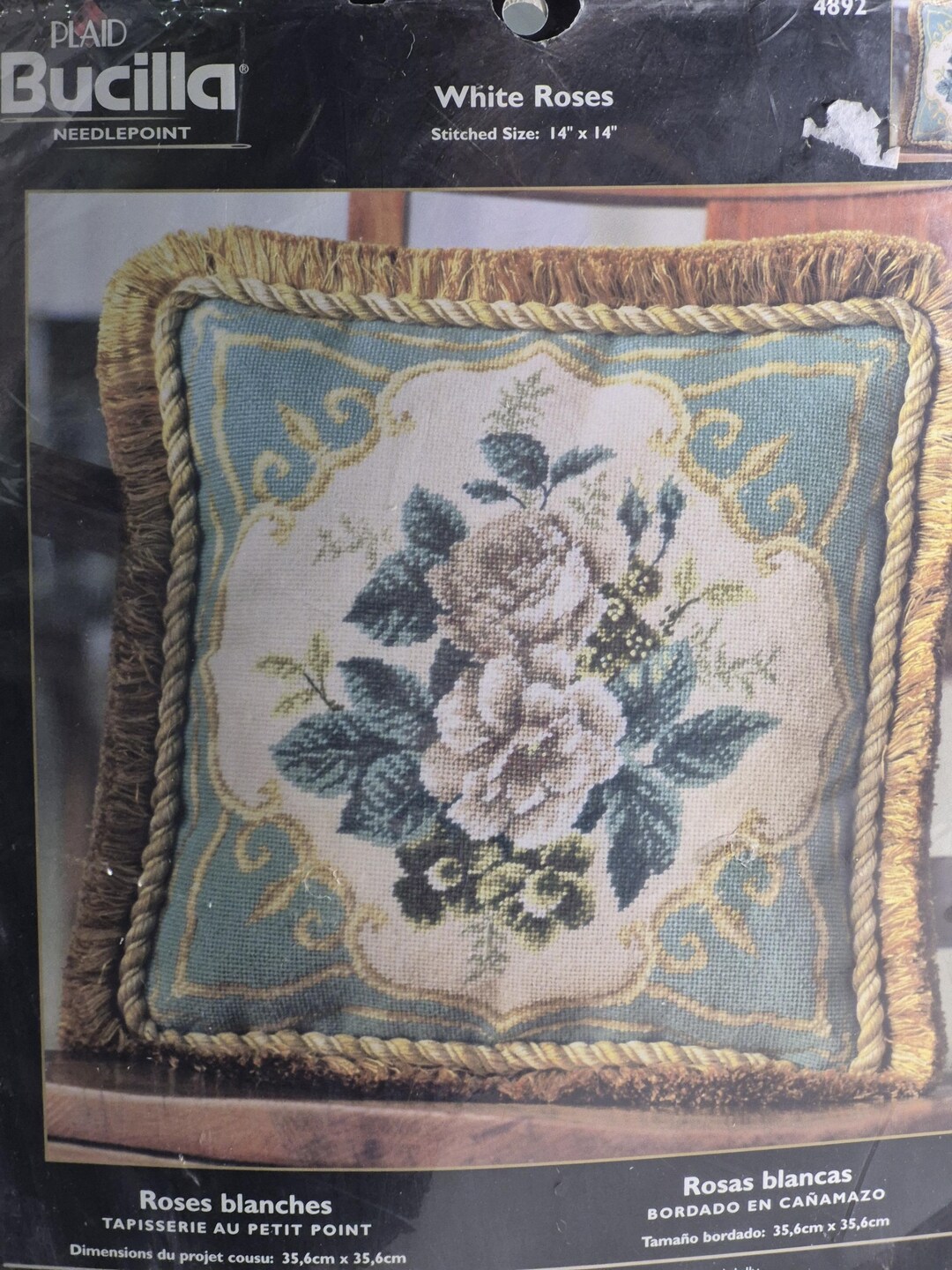 Bucilla Needlepoint Kit 4892 White Rose, Switched Size 14"x14", Kit ...