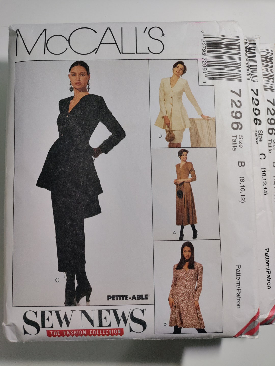 Mccall's 7296 Dress in 2 Lengths, Peplum Top and Skirt, Pick Your Size, All Uncut and Factory ...