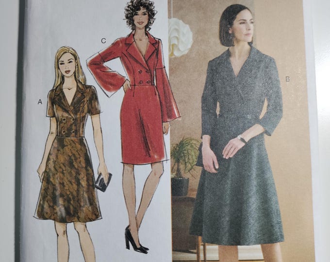 Butterick B6706 Double Breasted Buttoned Dress Variations, Sizes 14,16 ...