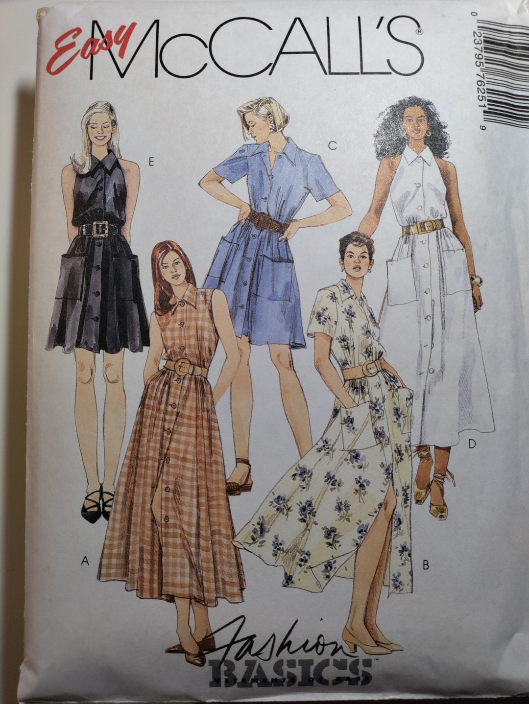 Mccall's 7625 Front Button Dress in 2 Lengths With Pocket Options, Pick ...