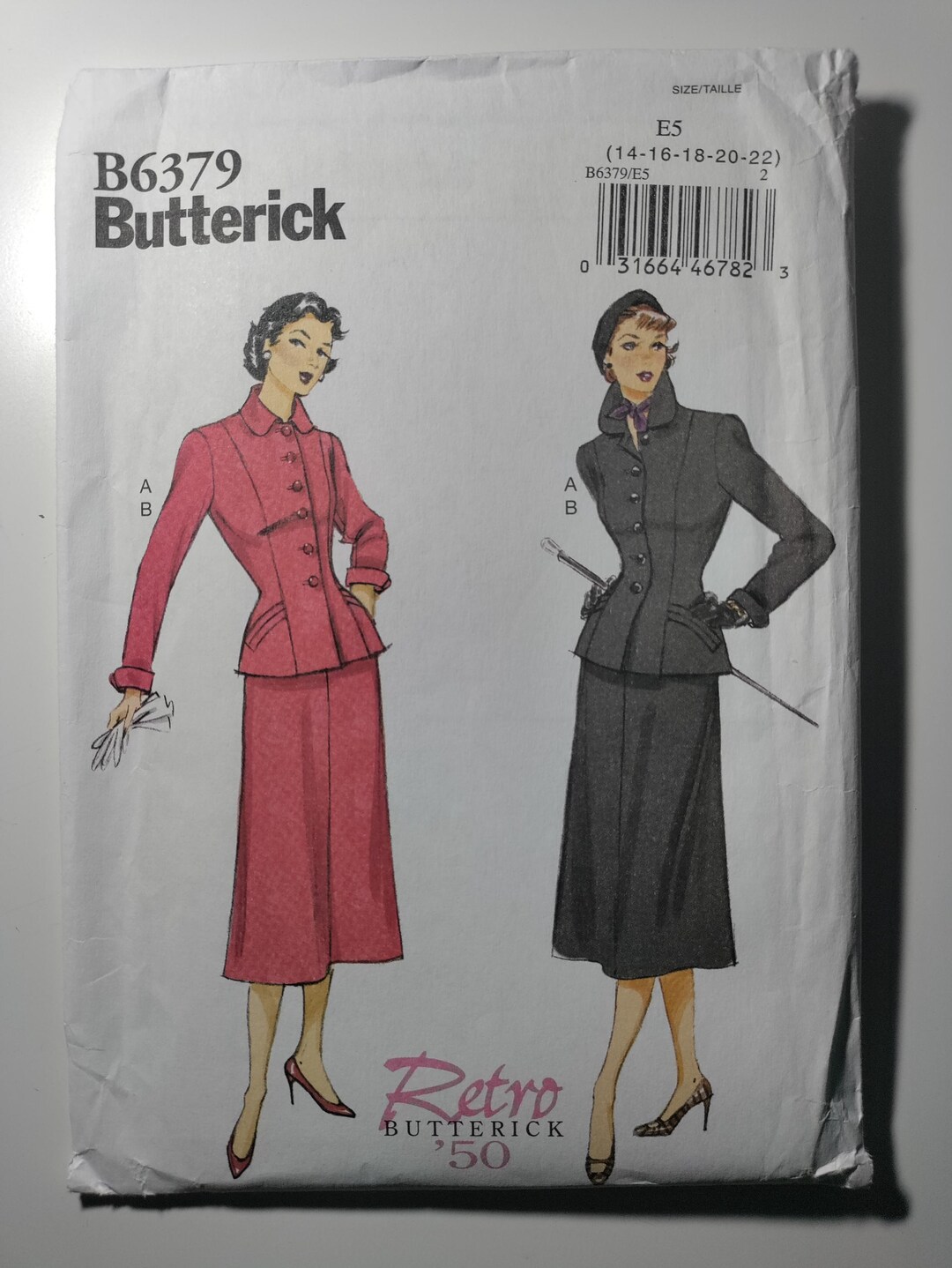 Butterick B6379 Retro '50 Jacket and Skirt, Sizes 14,16,18,20,22, Uncut ...
