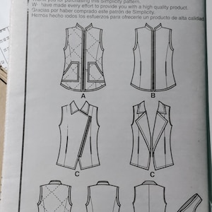 Simplicity 1499 Vest Variations and Headband, Sizes 16-24, Uncut and ...