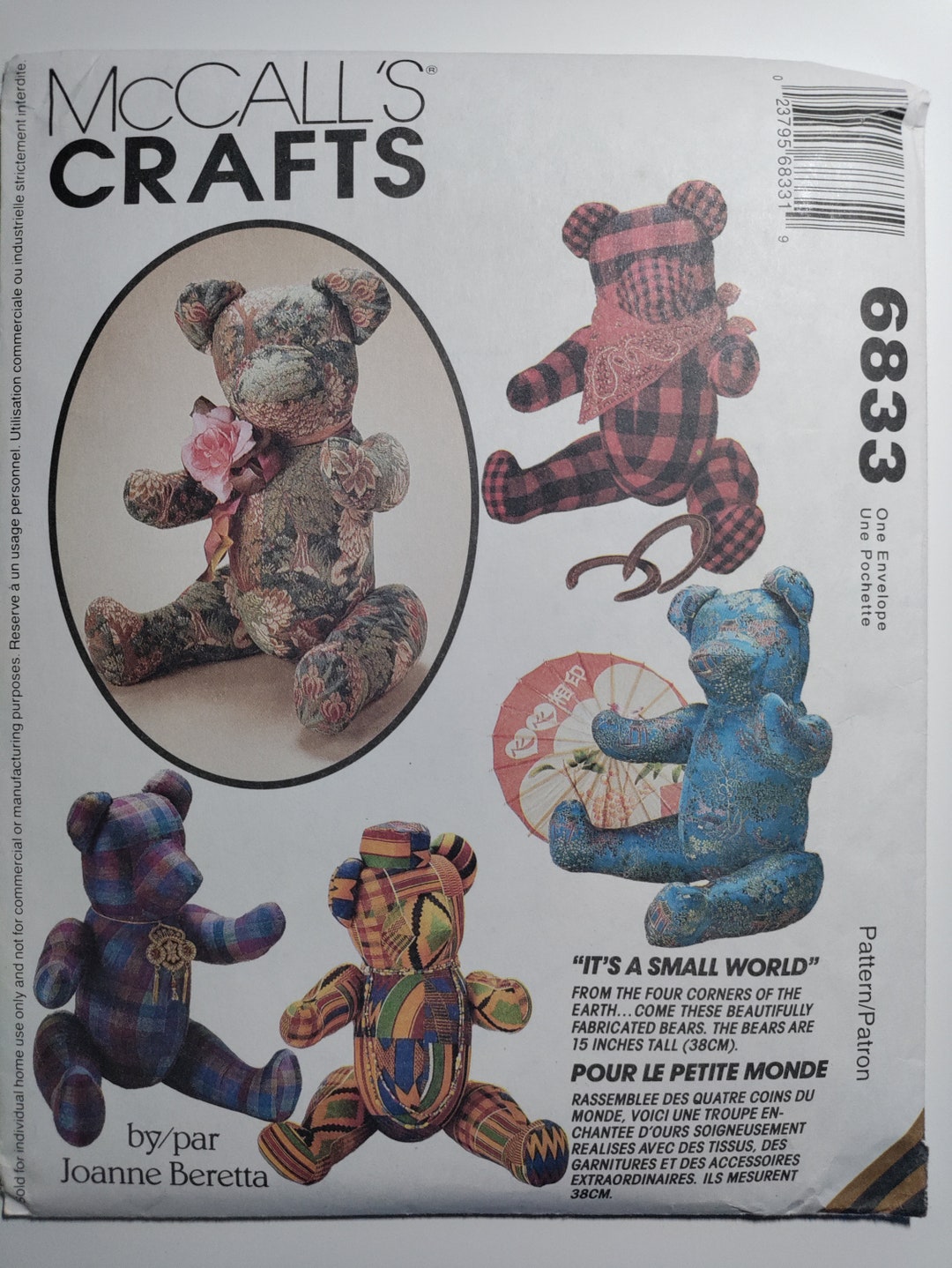 Mccall's 6833 Craft "it's a Small World" Memory Bears by Joanne Beretta ...