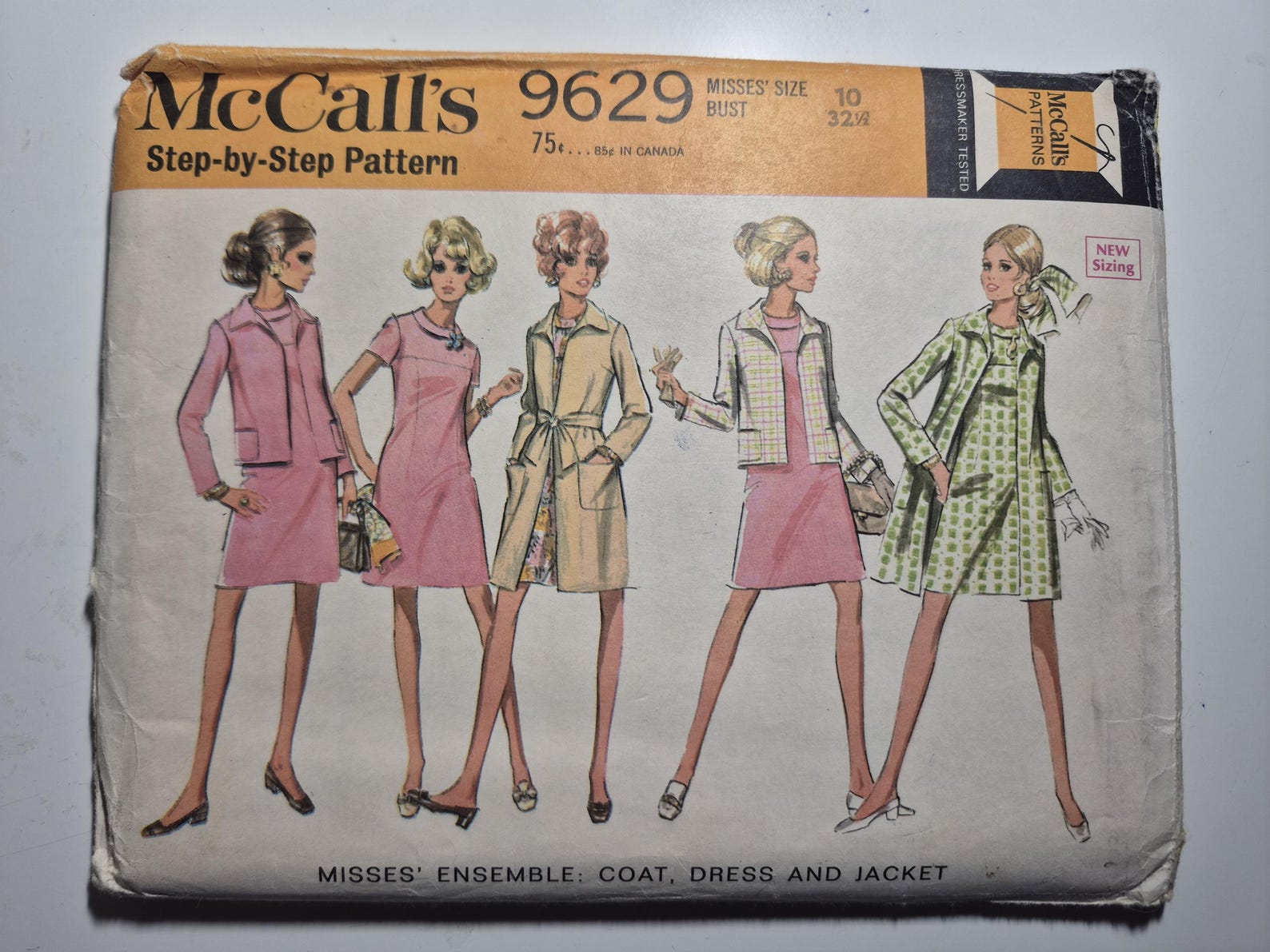Mccall's 9629 Coat, Dress and Jacket, Size 10 Bust 32.5, Uncut and ...