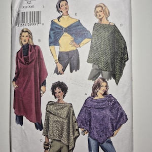 Vogue 8122 Ponchos, Cape and Wrap Variations, Sizes Xlg, XXL, Uncut and ...
