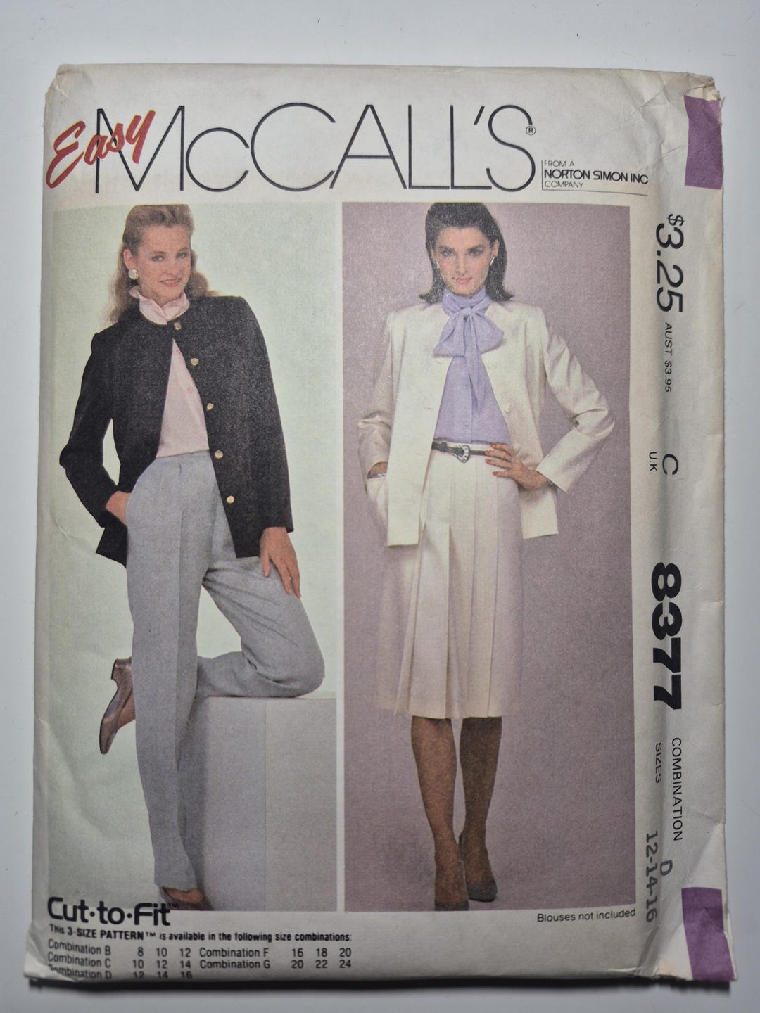 Mccall's 8377 Jacket, Skirt and Pants, Size 12,14,16, Uncut and Factory ...