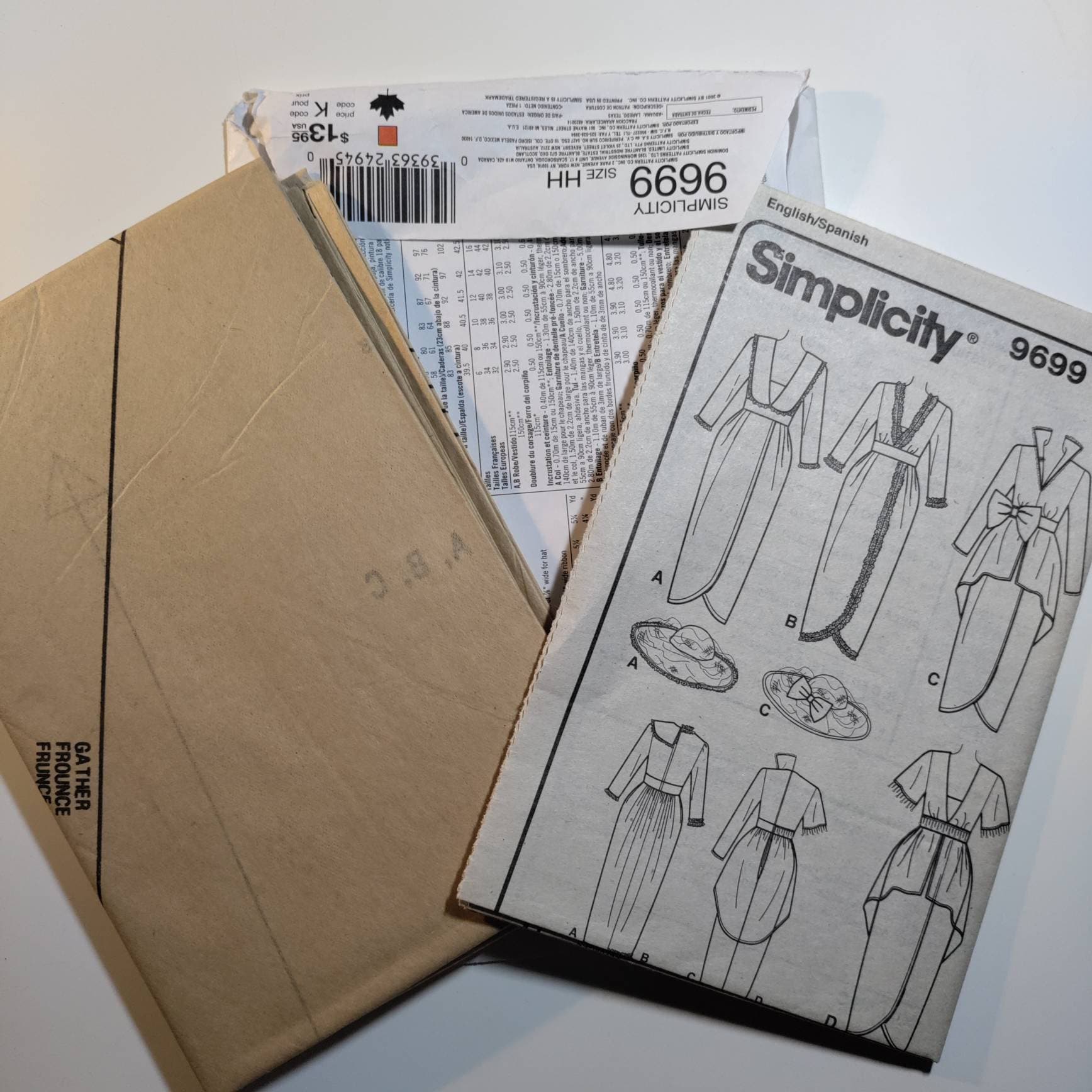 Simplicity 9699 Costumes on Stage Dress and Hat, Sizes 6,8,10,12 Uncut ...