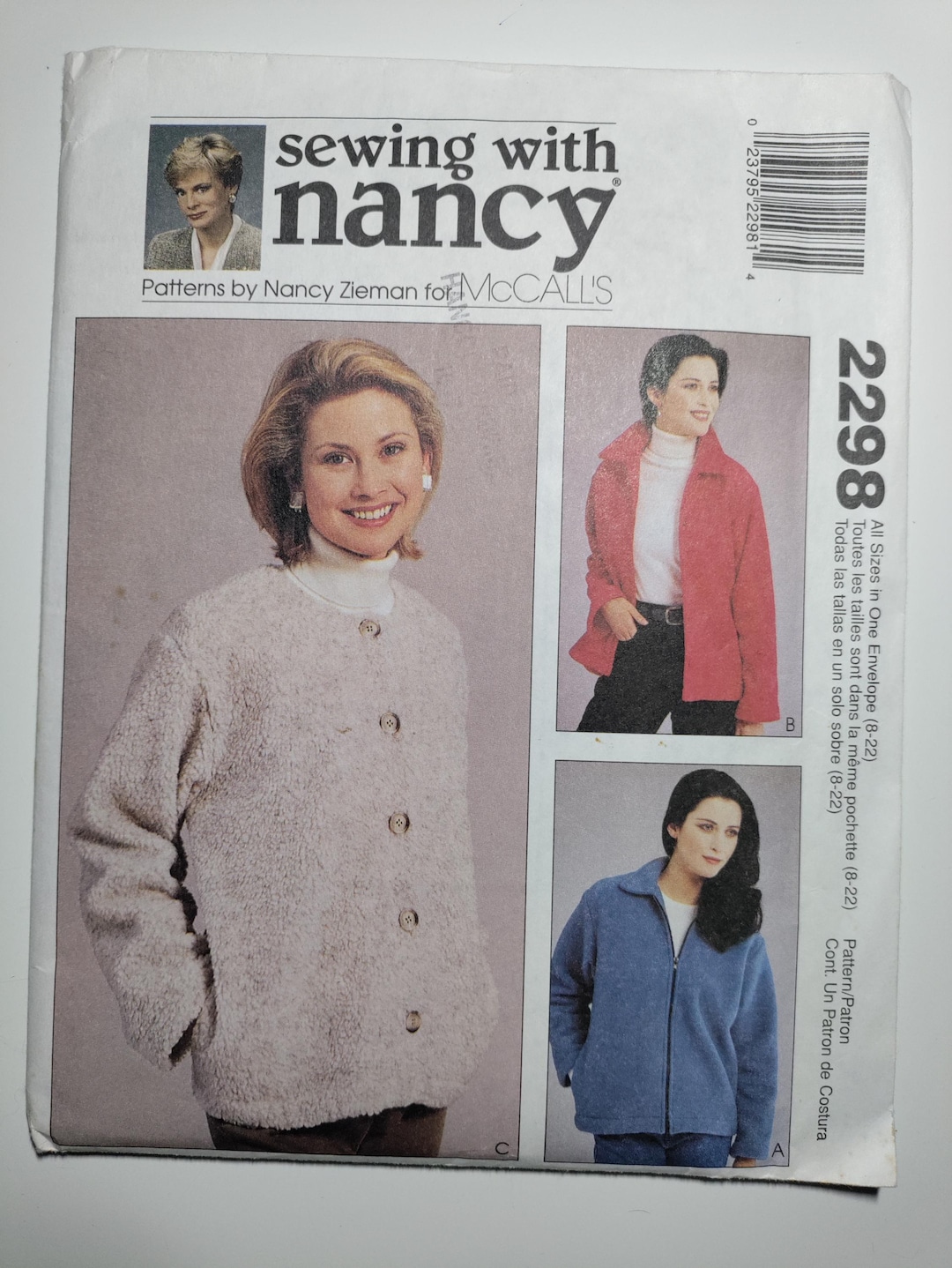 Mccall's 2298 Nancy Zieman Unlined Jacket Variations, All Sizes in 1 ...