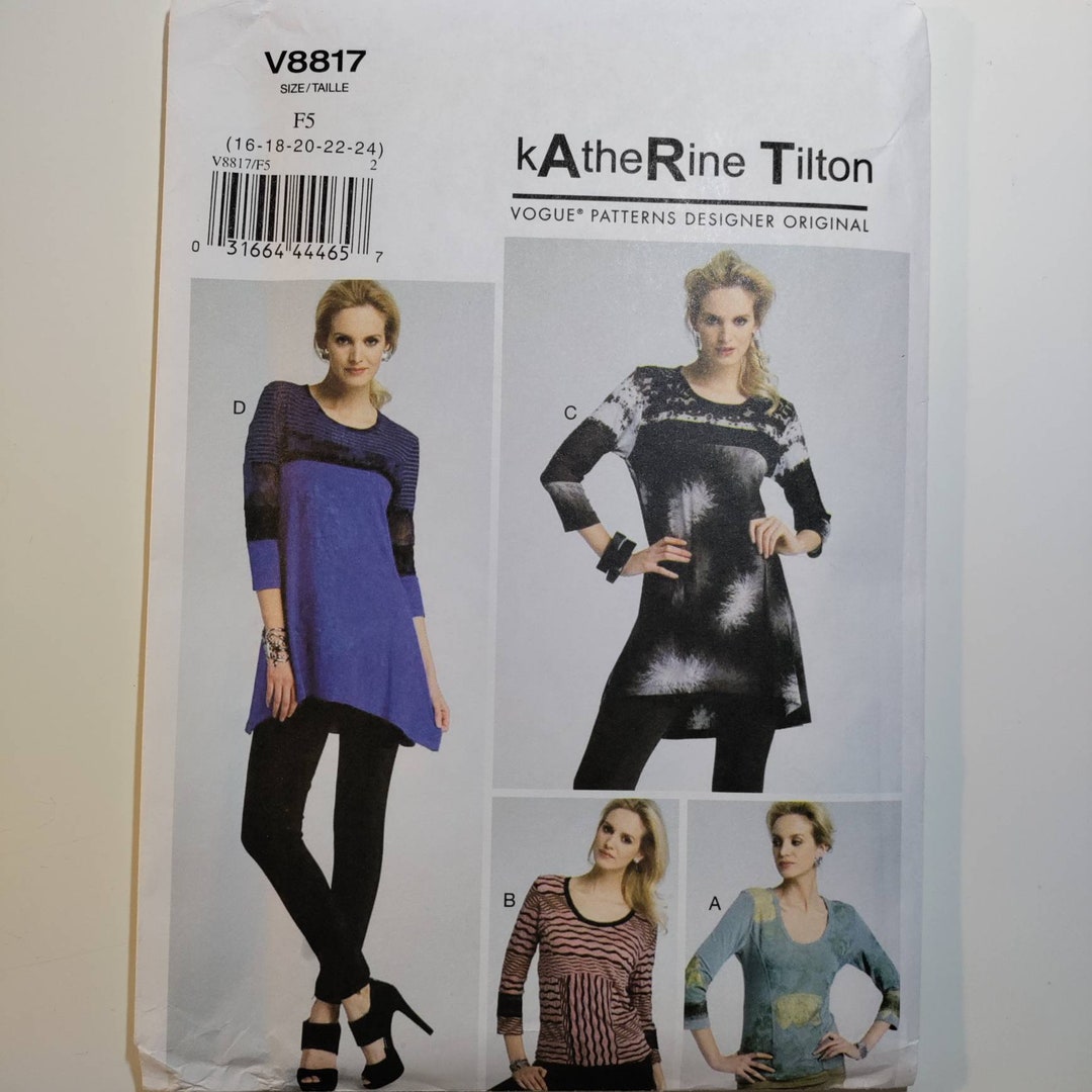 Vogue V8817 Katherine Tilton Close Fitting Pullover Top, Sizes 16,18,20,22,24 Uncut and Factory ...