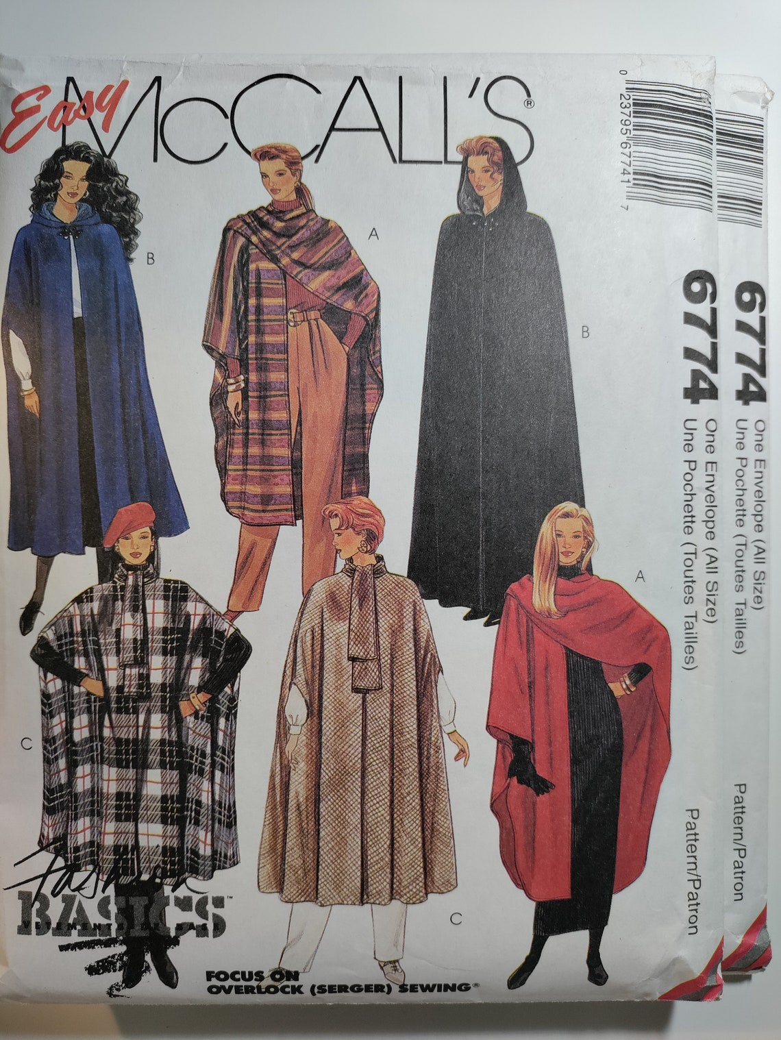 Mccall's 6774 Unlined Cape Variations, One Envelope Has All Sizes ...