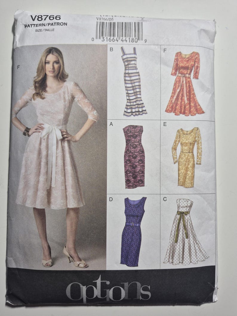 Vogue Options 8766 Lined Dress Variations, Sizes 12,14,16,18,20, Uncut ...