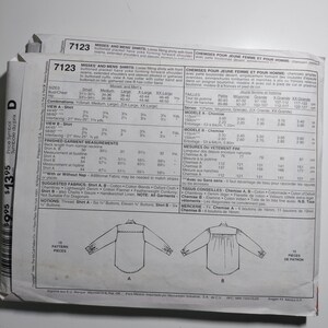 Mccall's 7123 Mcc Old West Brand Men's and Women's Shirt Variations ...
