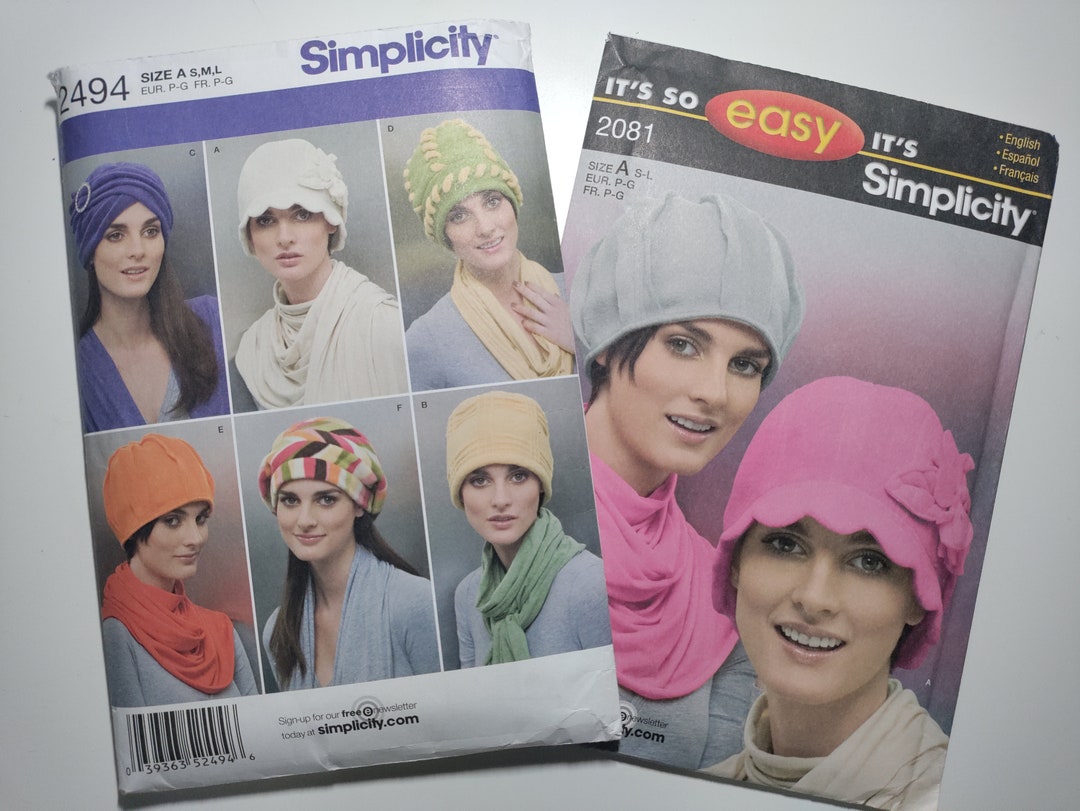 Simplicity Hat Patterns, Pick Your Style 2494 or 2081, Both Uncut and ...