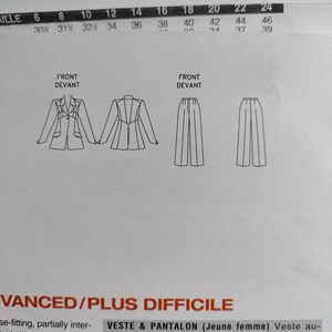 Vogue 1633 Lagerfeld Jacket and Pants, 2 Size Options Available Both ...