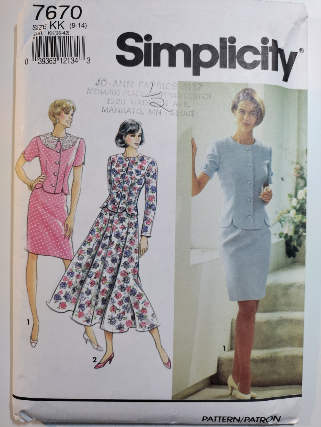Simplicity 7670 Two Piece Dress With Slim or Flared Skirt, Sizes 8-14 ...
