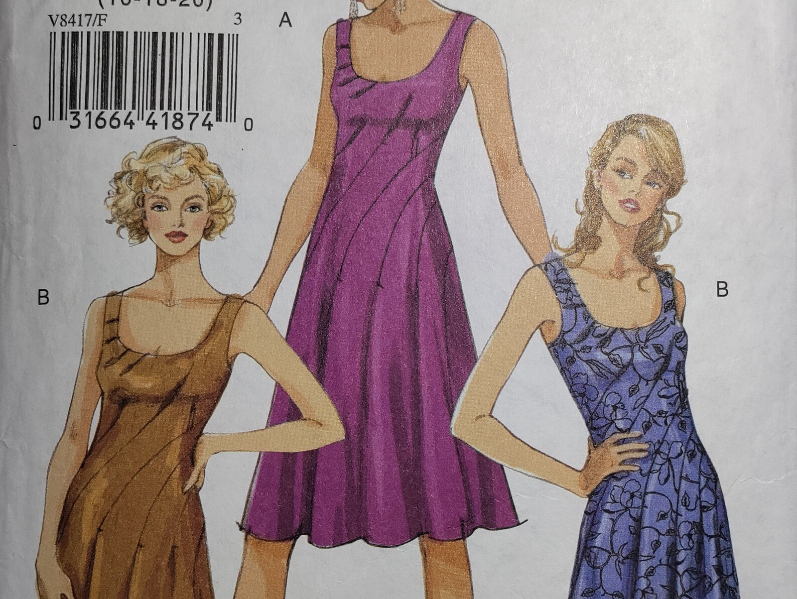 Vogue V8417 Flared, Dress Has Pleats and Tucks, Diagonal Seaming and ...