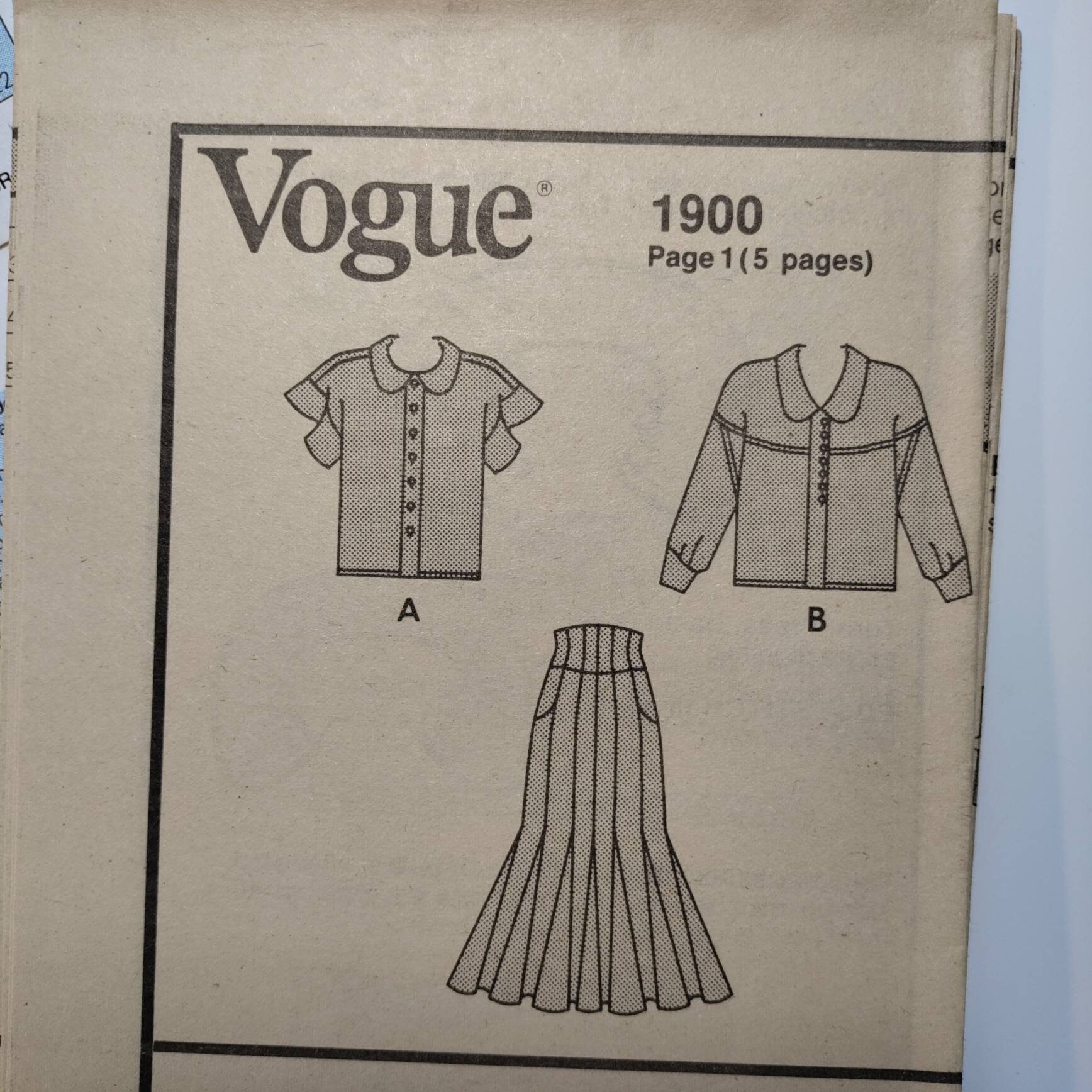 Vogue 1900 Karl Lagerfeld Vintage Blouses and Skirt Pattern, Size 8 ...