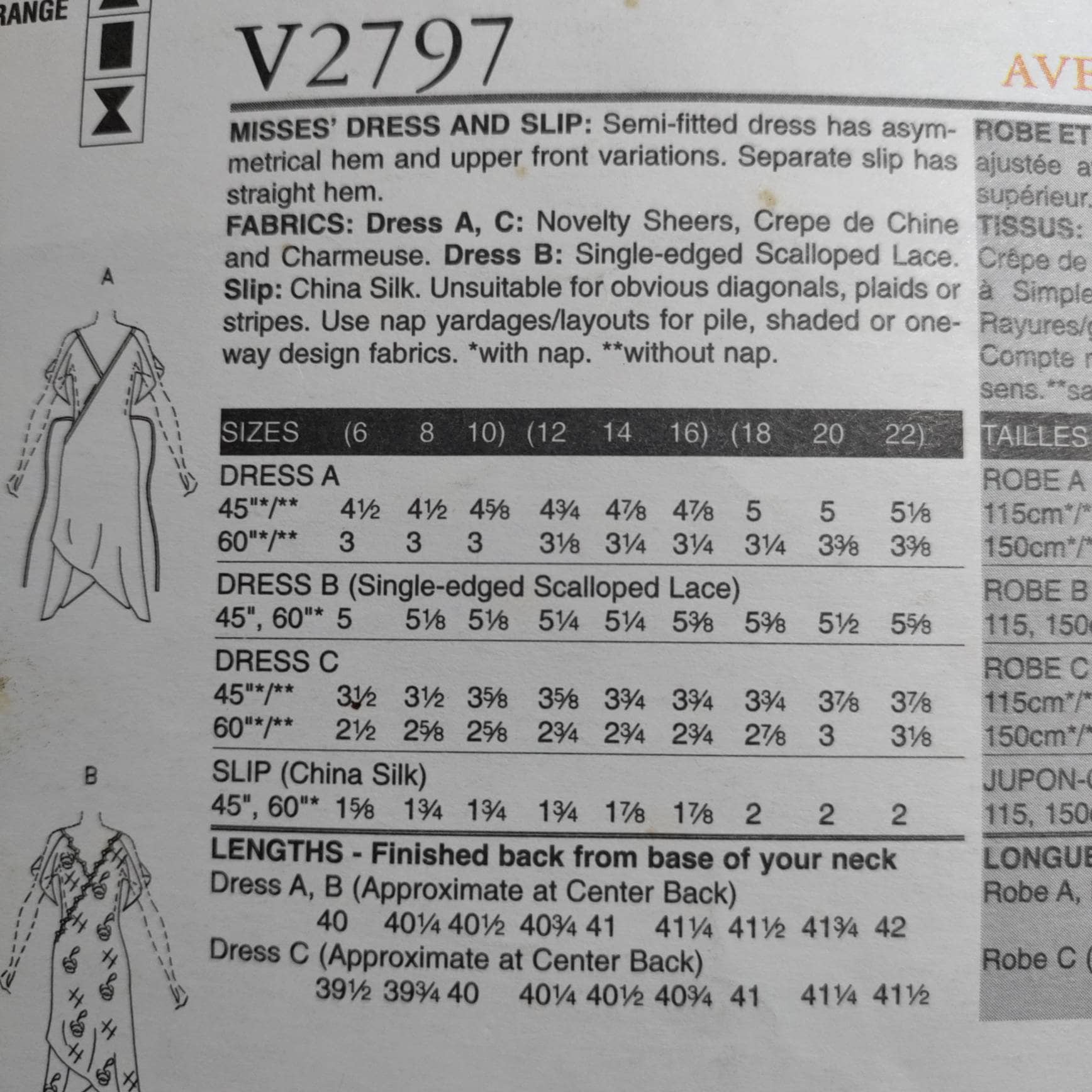 Vogue V2797 NYNY Dress Patterns, Sizes 6, 8, 10 Uncut and Factory ...