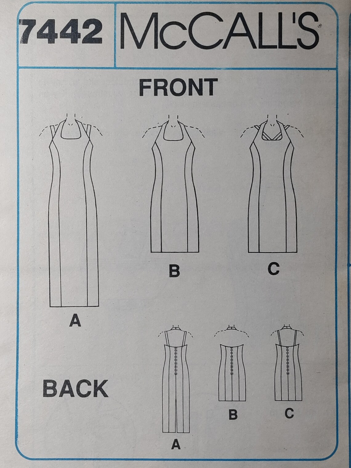 Mccall's 7442 Princess Seamed Dress in 2 Lengths With Strap Variations ...