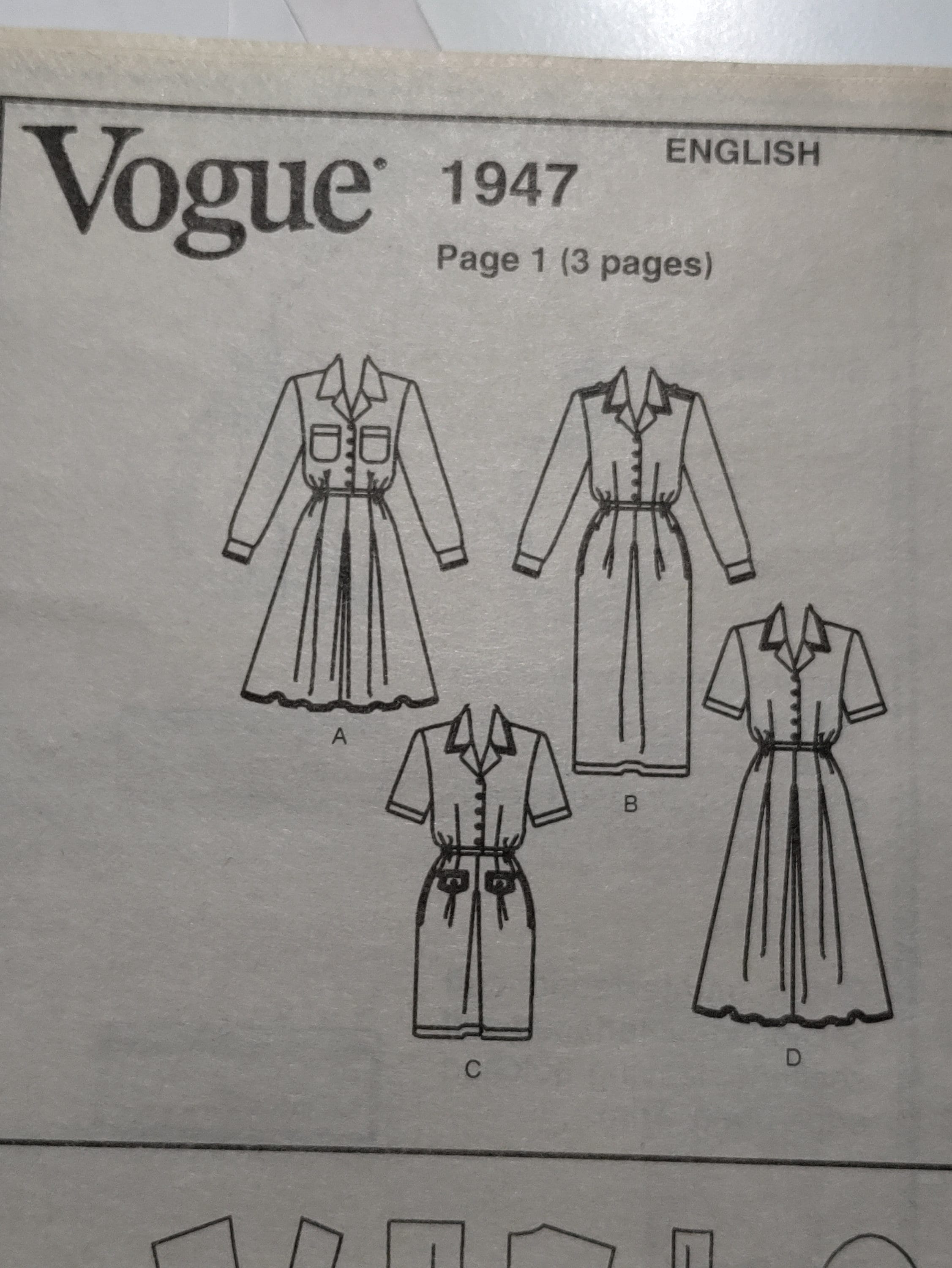 Vogue 1947 Dress With Multiple Skirt and Length Variations - Etsy