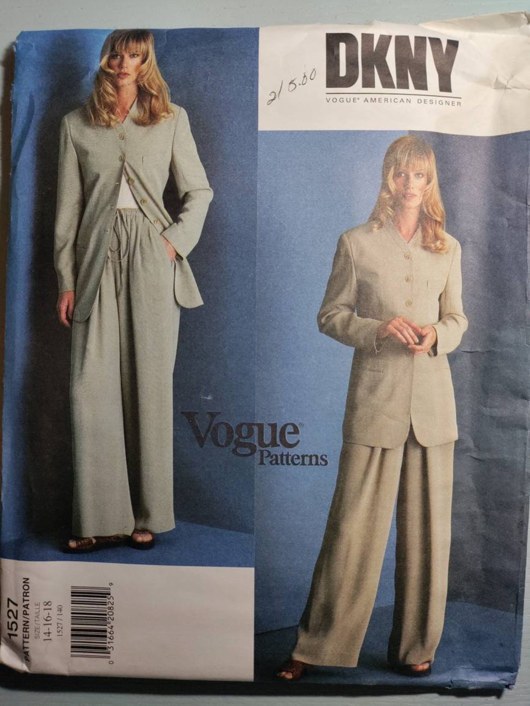Vogue 1527 DKNY Jacket and Pants Pattern, Sizes 14,16,18 Uncut and ...