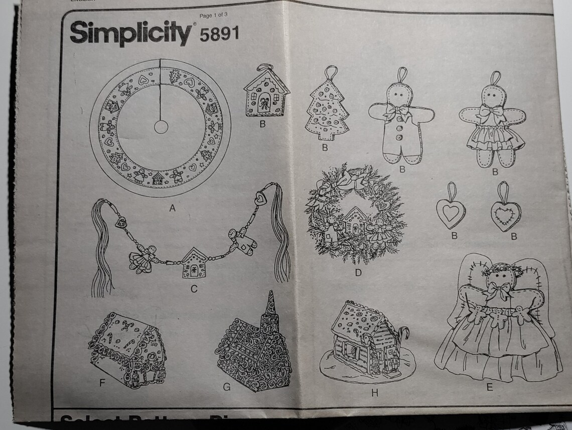 Simplicity 5891 No Sew Christmas Tree Topper, Ornaments, Tree Skirt ...