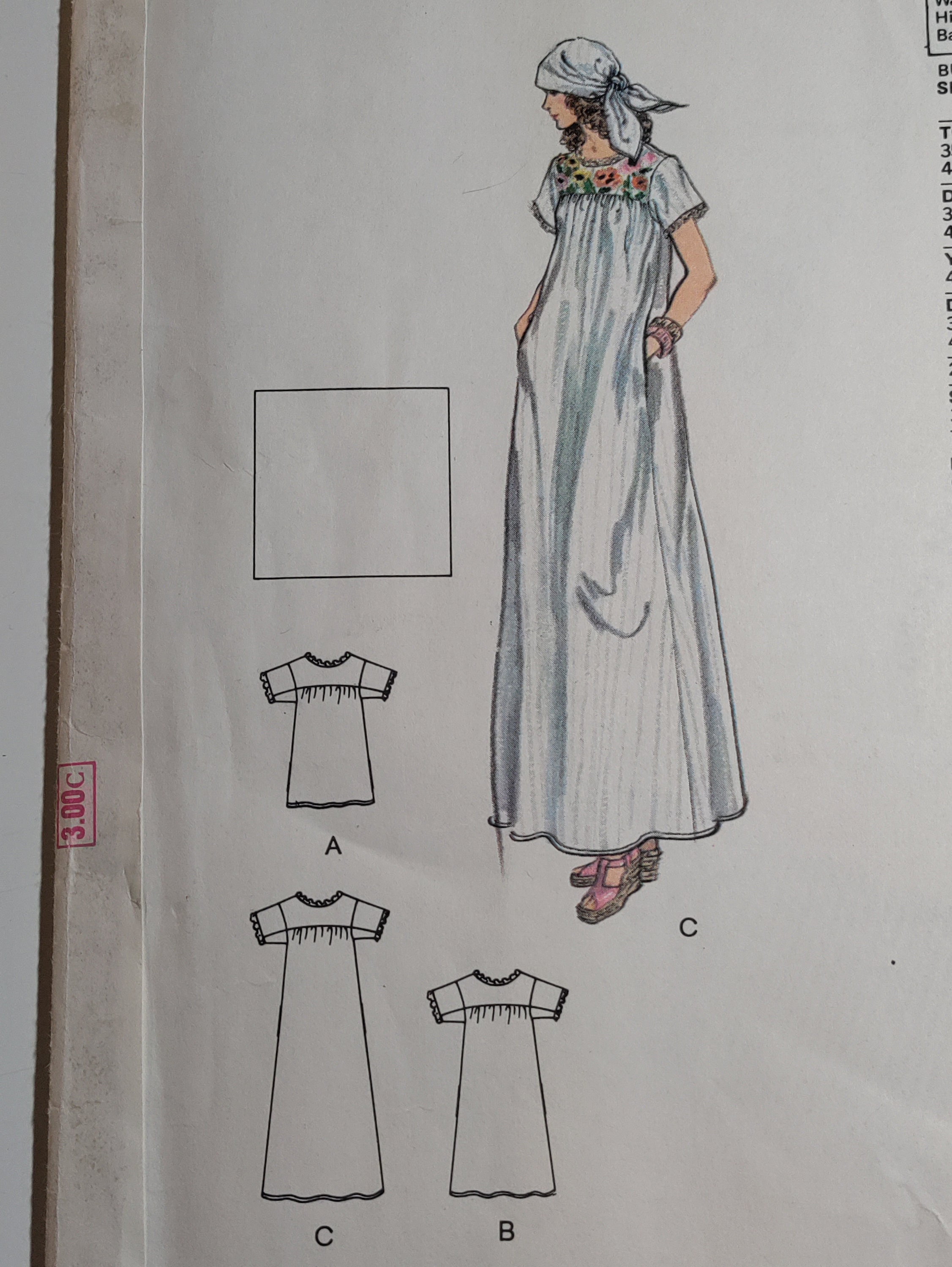 Vogue 1253 Dress or Top, Embroidery 8 Pieces Transfers and Scarf, Size ...