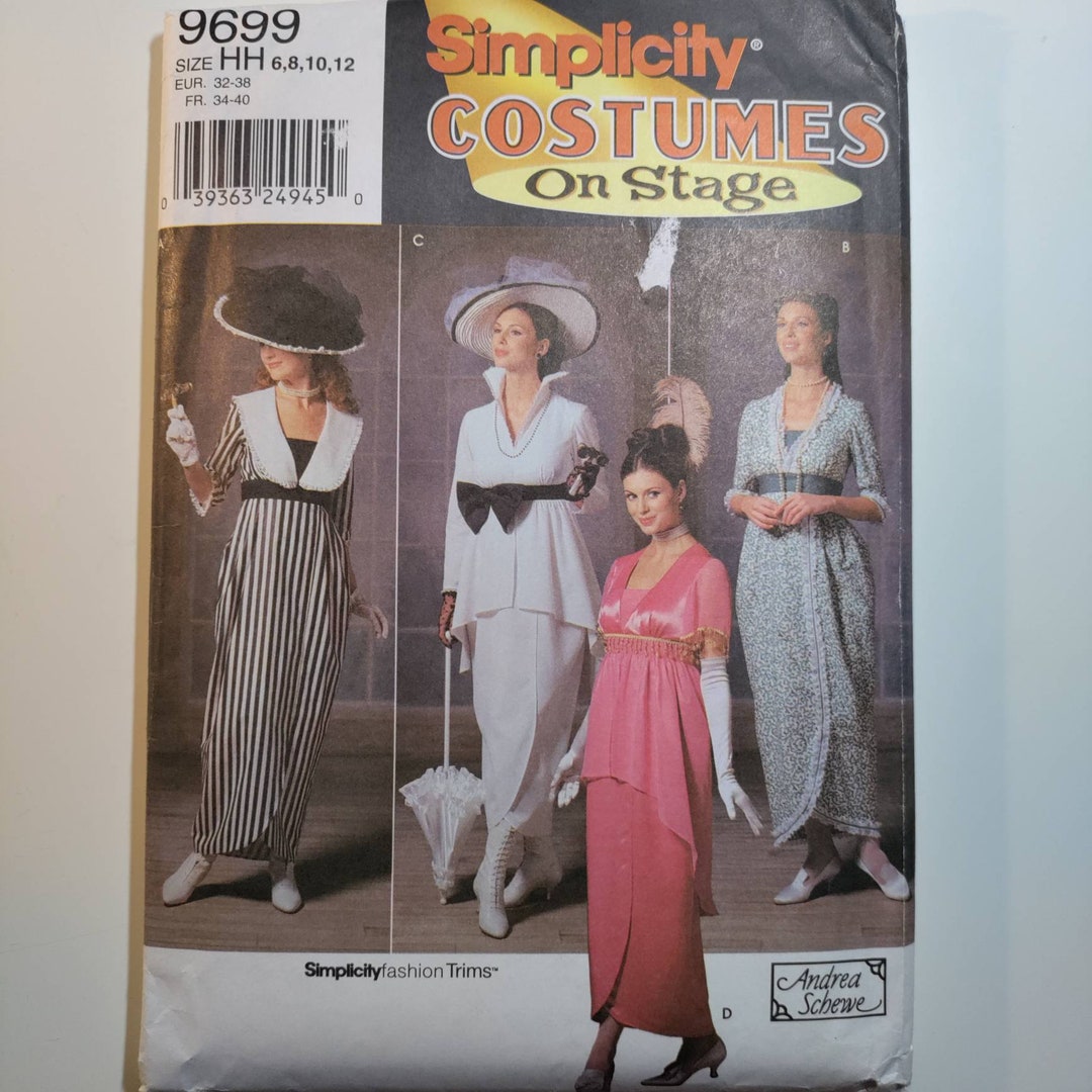 Simplicity 9699 Costumes on Stage Dress and Hat, Sizes 6,8,10,12 Uncut and Factory Folded ...