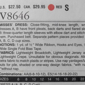 Vogue V8646 Close Fitting, Mid Knee, Wrap Dress With or Without Sleeves ...