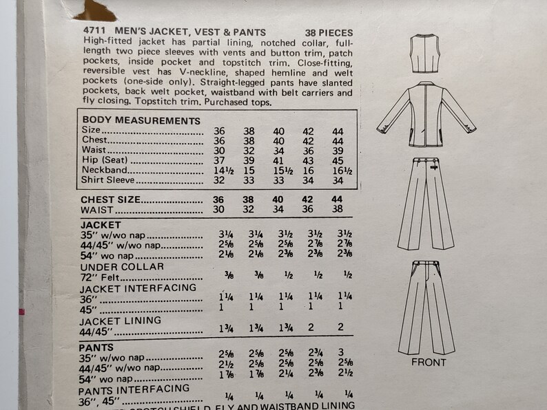 Butterick 4711 Robert L. Green Mens Jacket With Partial Lining and ...