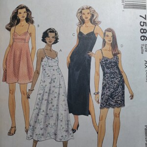 Mccall's 7586 Princess Seamed Empire Waist Dress With Fitted or a Line ...
