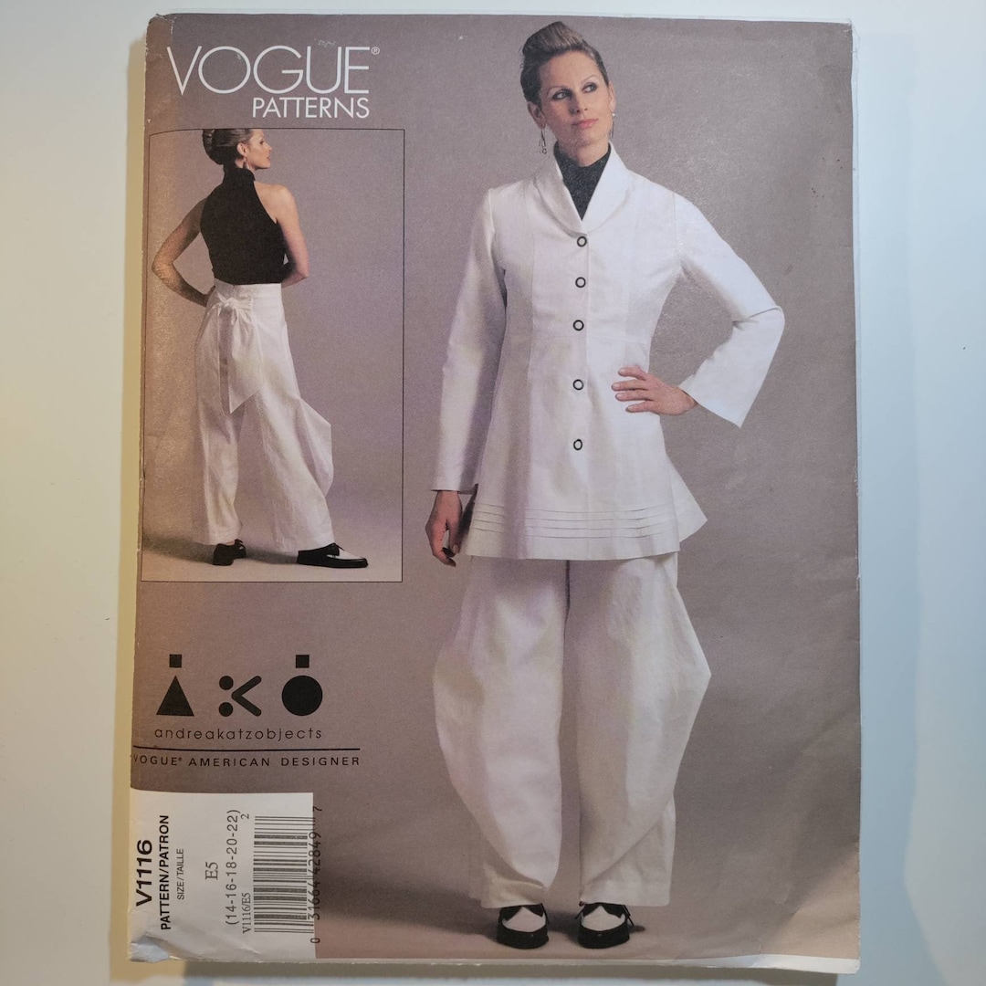 Vogue V1116 Andrea Katz Objects Jacket and Pants Pattern - Etsy