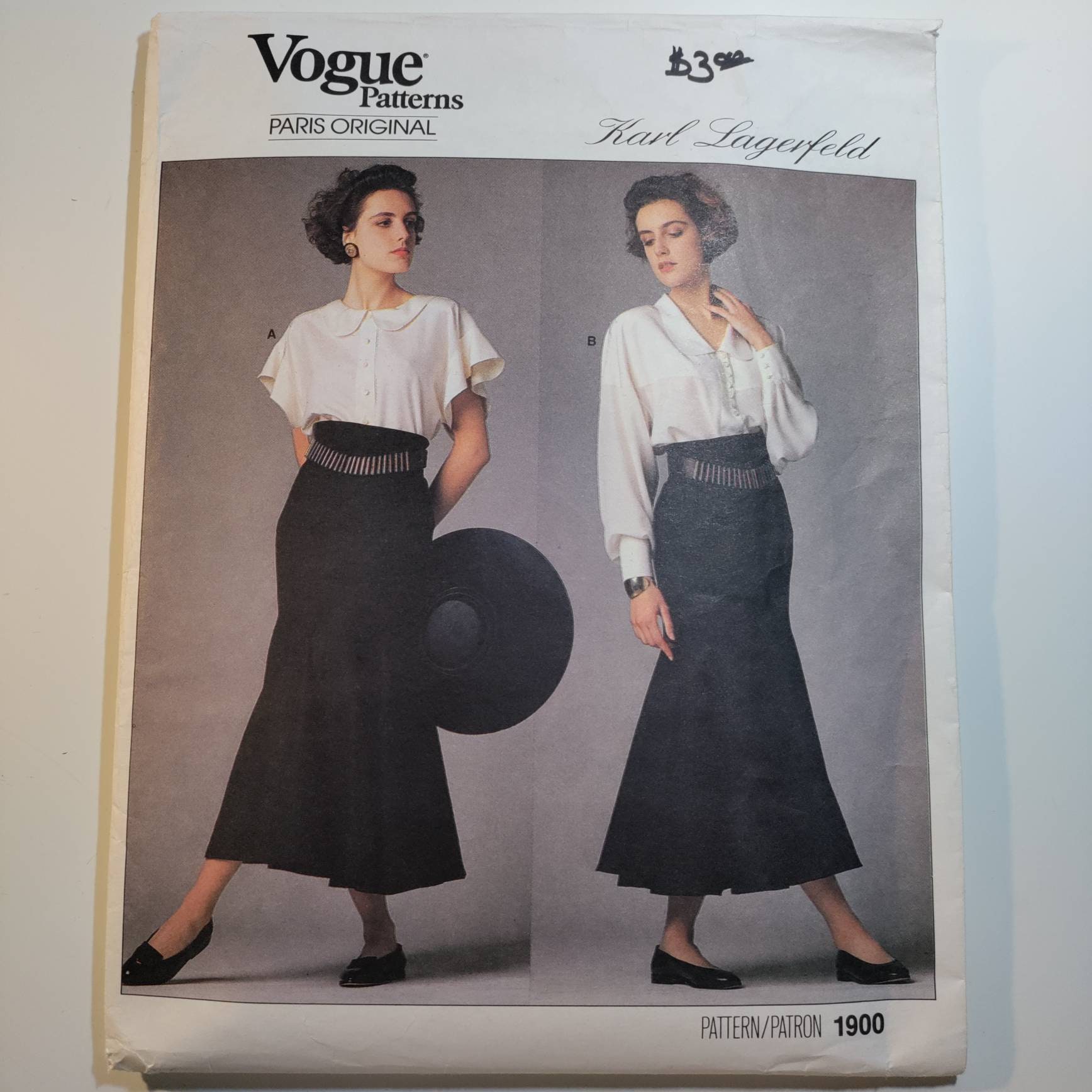 Vogue 1900 Karl Lagerfeld Vintage Blouses and Skirt Pattern, Size 8 ...