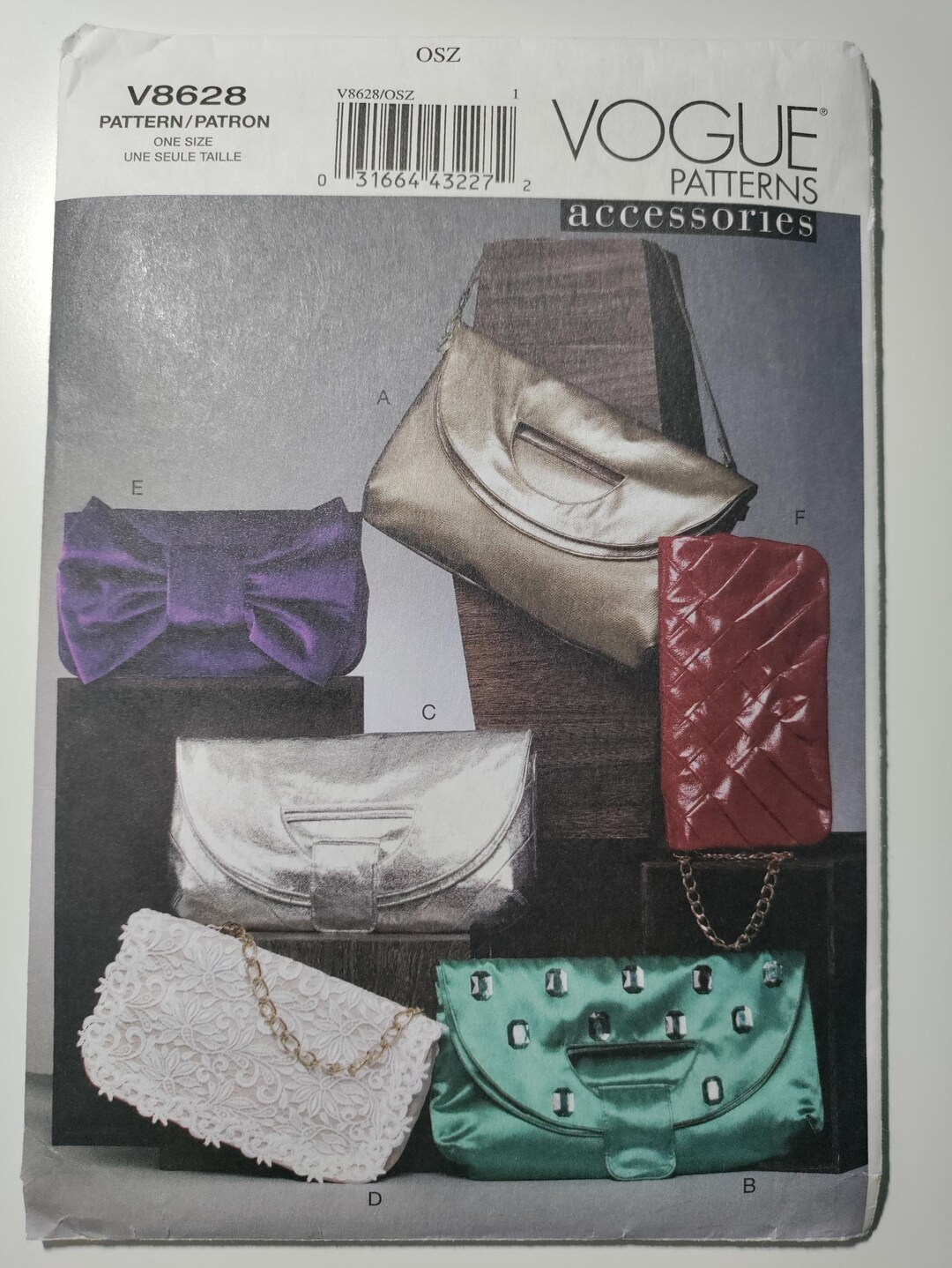 Vogue Accessories V8628 Clutch Bag Variations, Uncut and Factory Folded ...