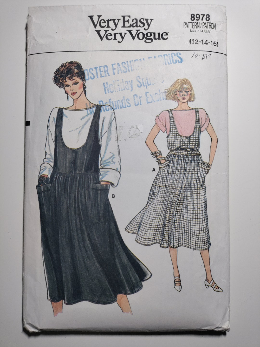 Vogue 8978 Jumper and Top, Sizes 12,14,16, Uncut and Factory Folded ...