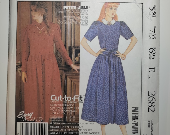 Mccall's 2682 Laura Ashley Pull Over Dress With Tie Belt, Size 10,12,14 ...