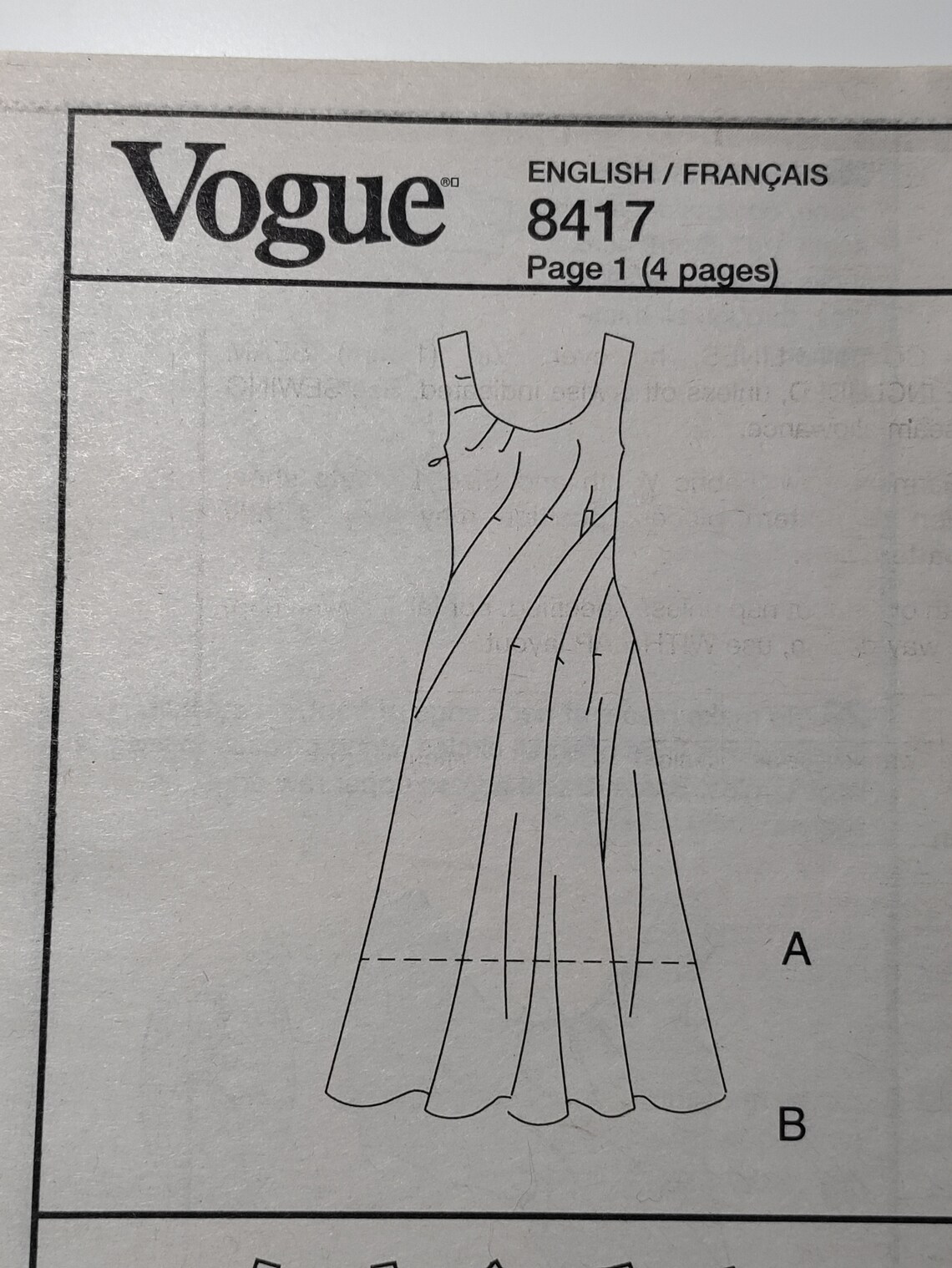 Vogue V8417 Flared, Dress Has Pleats and Tucks, Diagonal Seaming and ...