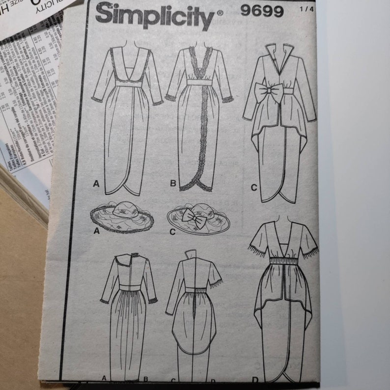 Simplicity 9699 Costumes on Stage Dress and Hat, Sizes 6,8,10,12 Uncut and Factory Folded ...