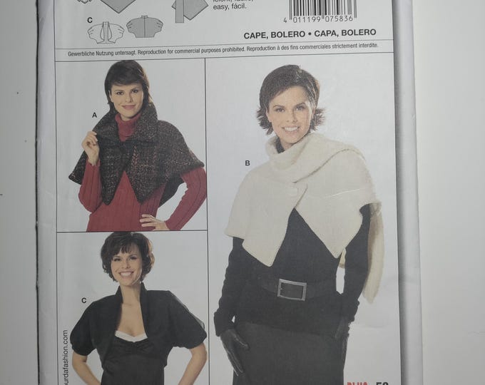 Burda 7583 Cape and Bolero, Sizes 10-24, Uncut and Factory Folded, See ...