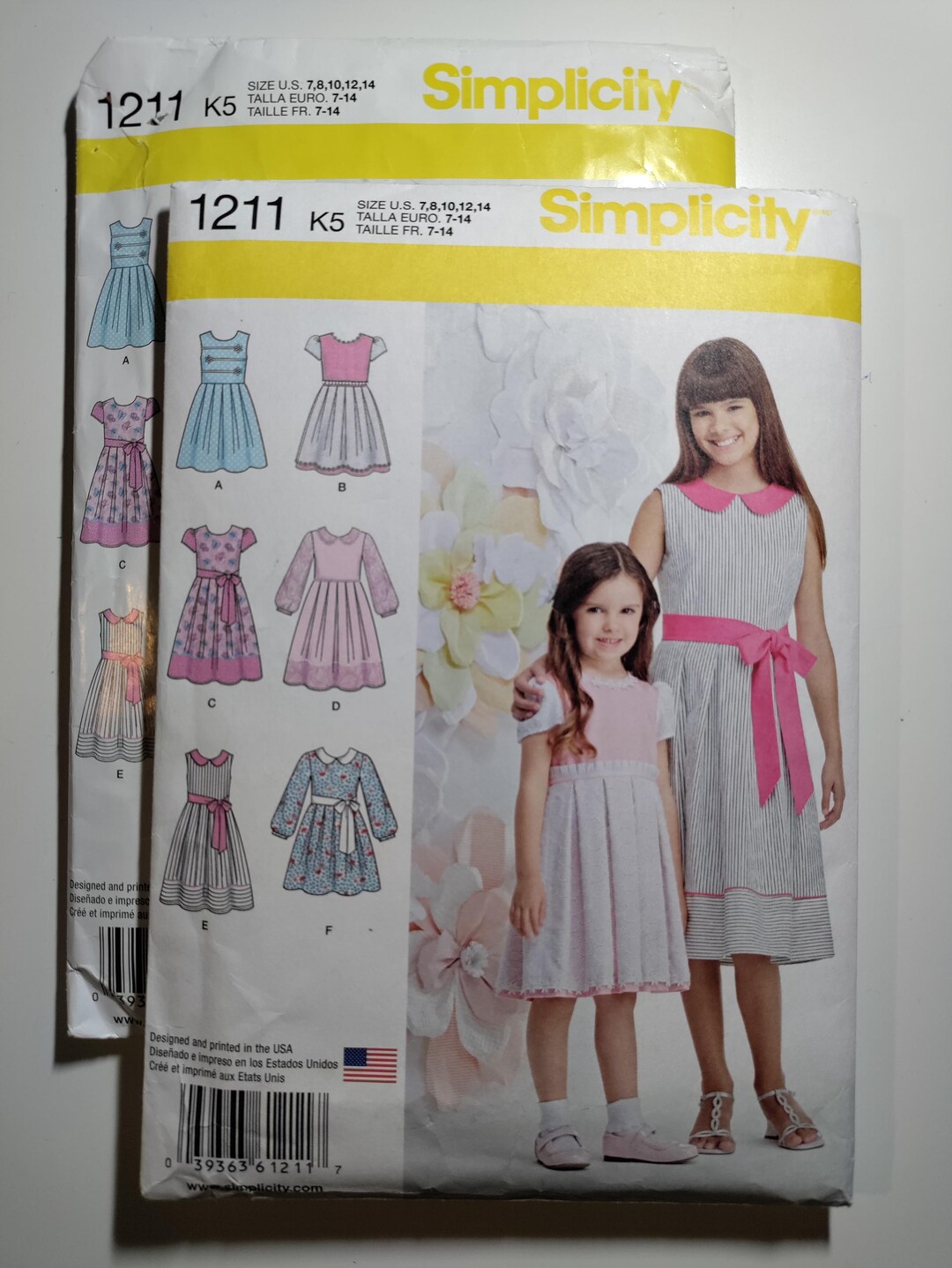 Simplicity 1211 Child's and Girls' Dress in 2 Lengths With Fabric and ...