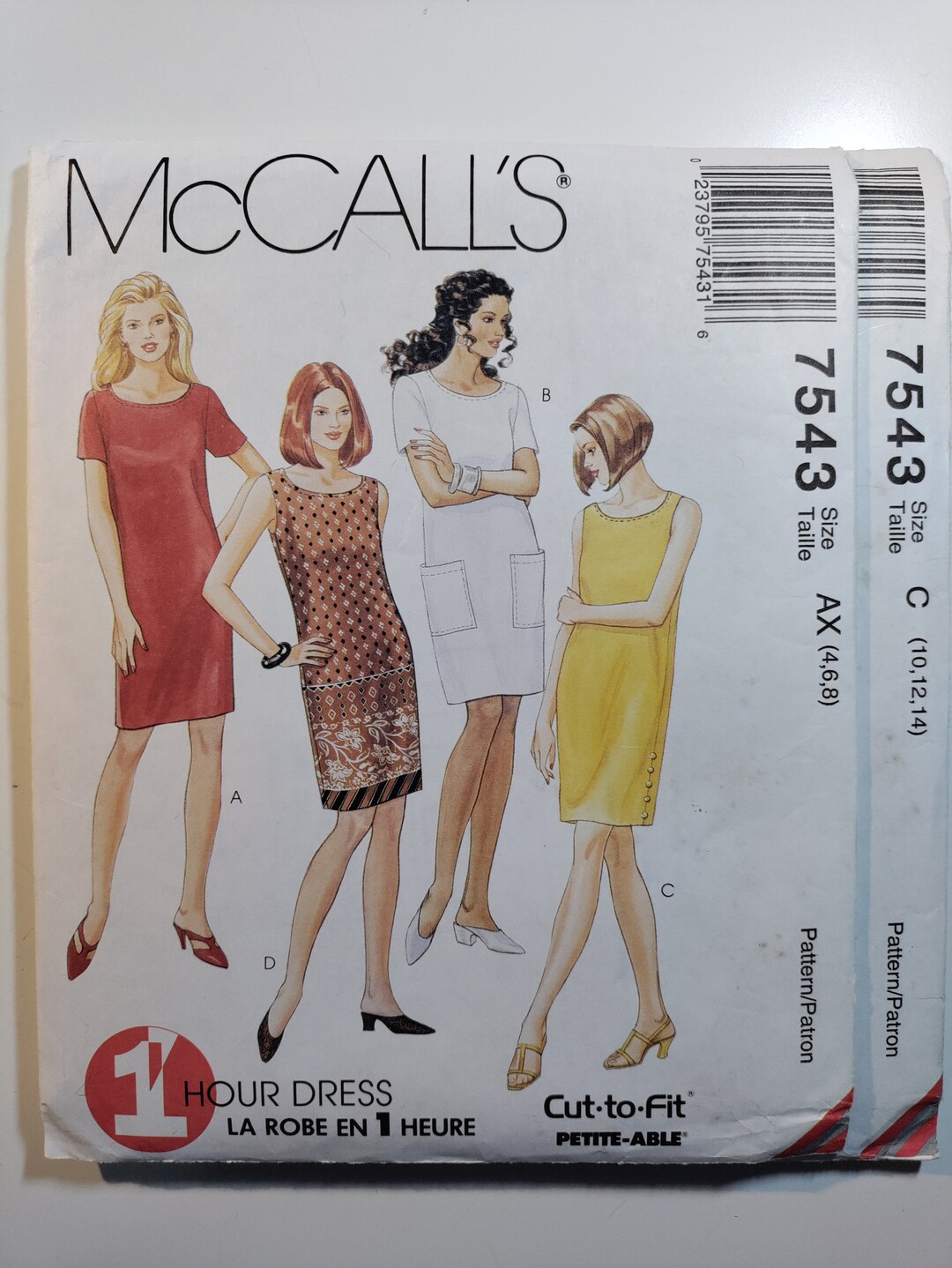 Mccall's 7543 Loose Fitting Dress With Sleeve Variations and Pocket ...
