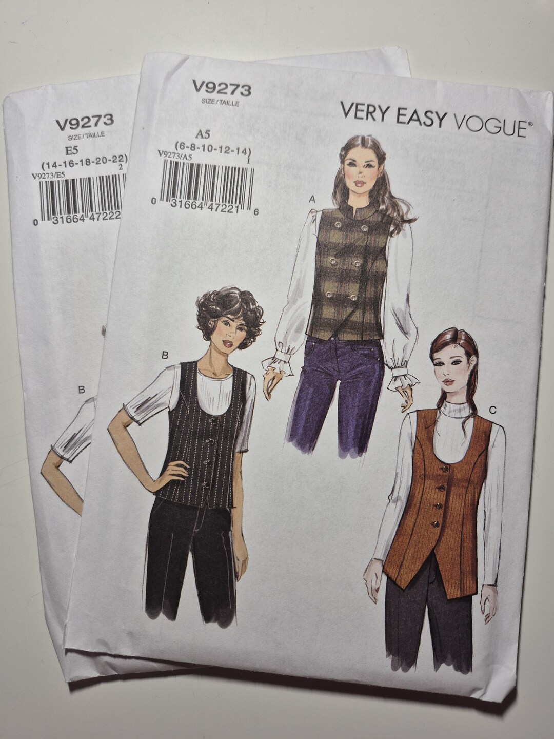 Vogue 9273 Semi Fitted, Lined Vests With Front and Back Princess Seams ...