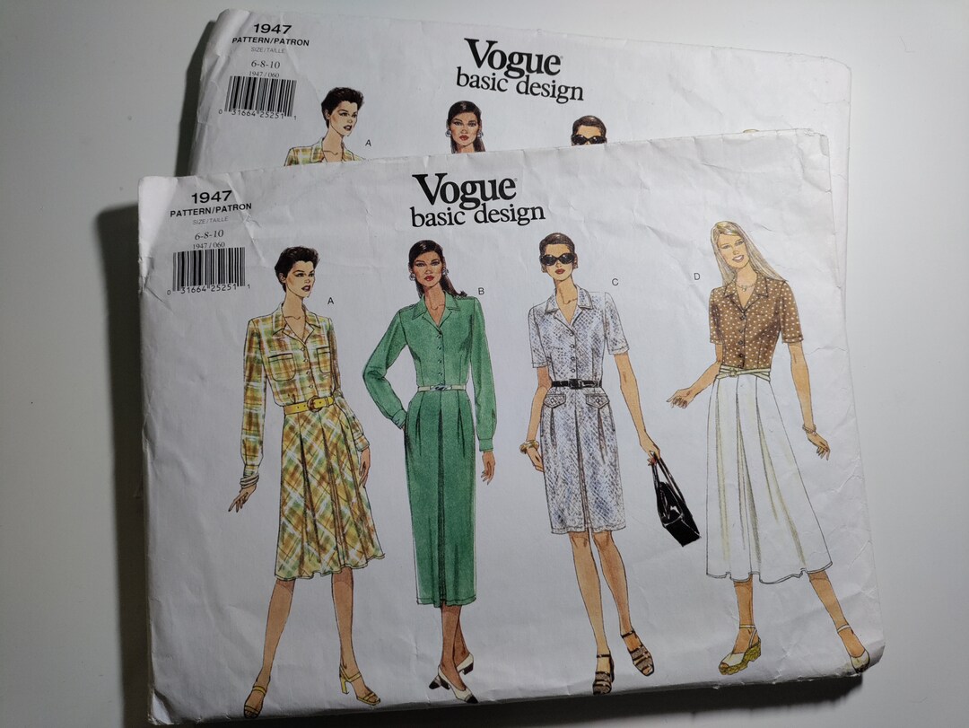 Vogue 1947 Dress With Multiple Skirt and Length Variations, Sizes 6,8 ...