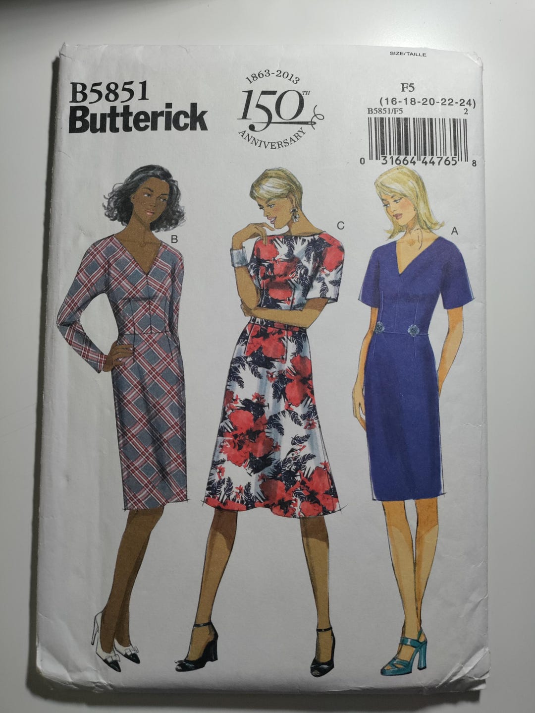 Butterick 5851 Bias,fitted, Easy Dress With Lined Bodice, Sizes 16,18 ...